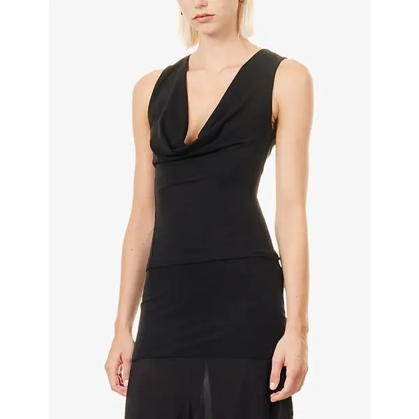 BELLE ANNA Cowl Neck Stretch-jersey Top