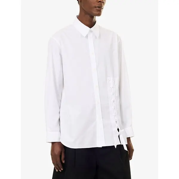 Simone Rocha Lace-up Hem Cotton Shirt