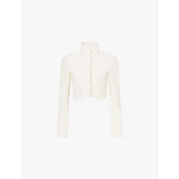 Alaïa Cropped Wool Jacket With Scallop Trim