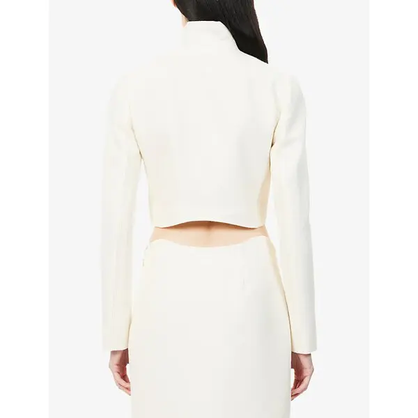 Alaïa Cropped Wool Jacket With Scallop Trim