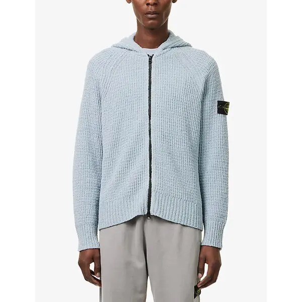 Stone Island Logo-patch Boucle Cotton-blend Hoodie
