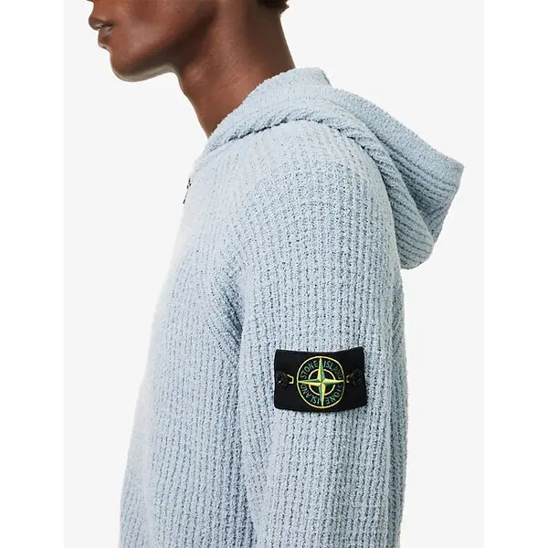 Stone Island Logo-patch Boucle Cotton-blend Hoodie