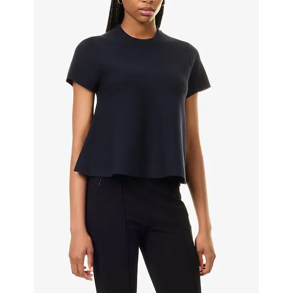 ME+EM Swing Short-sleeve Knitted Wool-blend Top
