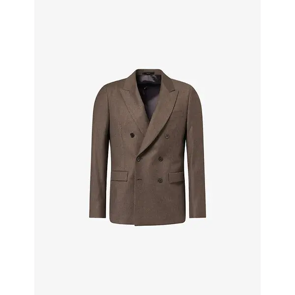 Paul Smith Double-breasted Wool And Cashmere-blend Blazer - Smoke
