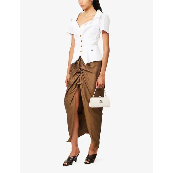 VIVIENNE WESTWOOD Cotton-blend Ruched Midi Skirt