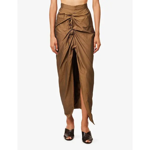 VIVIENNE WESTWOOD Cotton-blend Ruched Midi Skirt
