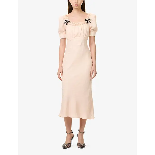 Alessandra Rich Printed Square Neck Silk Maxi Dress