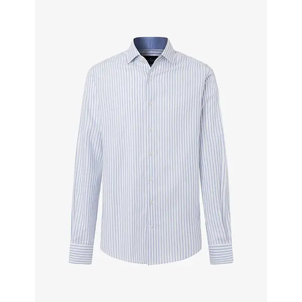 HACKETT Striped Tailored-fit Long-sleeve Cotton Shirt