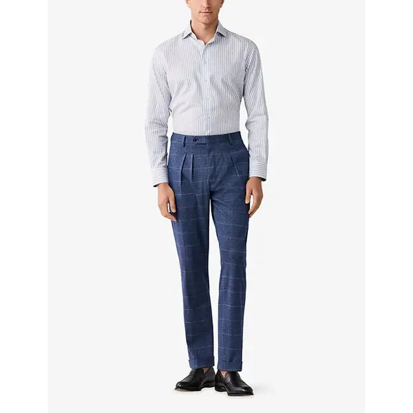 HACKETT Striped Tailored-fit Long-sleeve Cotton Shirt