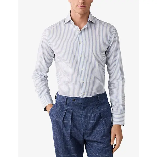 HACKETT Striped Tailored-fit Long-sleeve Cotton Shirt