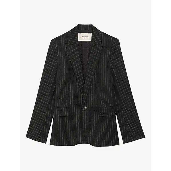 Zadig&Voltaire Valser Shimmer-stripe Single-breasted Blazer - Anthracite