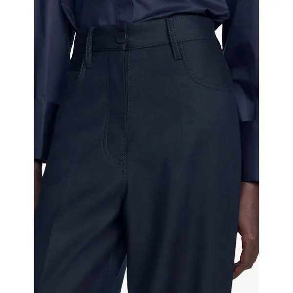Sandro Pressed-crease Wool-blend Wide-leg Trousers