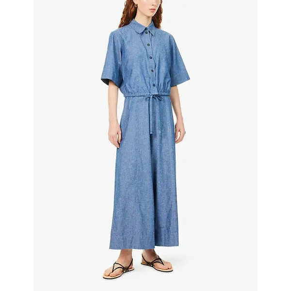 ME+EM Me + Em Two-in-one Wide-leg Denim Jumpsuit