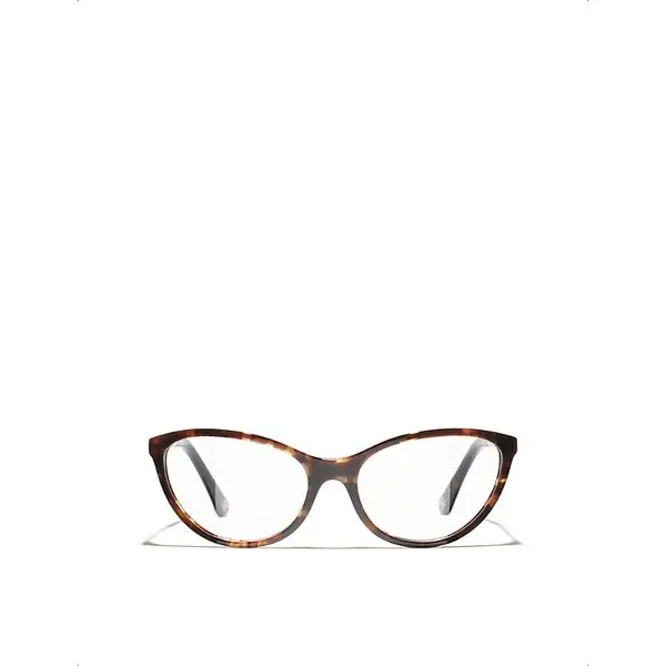 Chanel Cat-eye Metal Optical Glasses With Pearl Embellishment