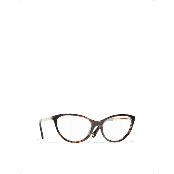 Chanel Cat-eye Metal Optical Glasses With Pearl Embellishment