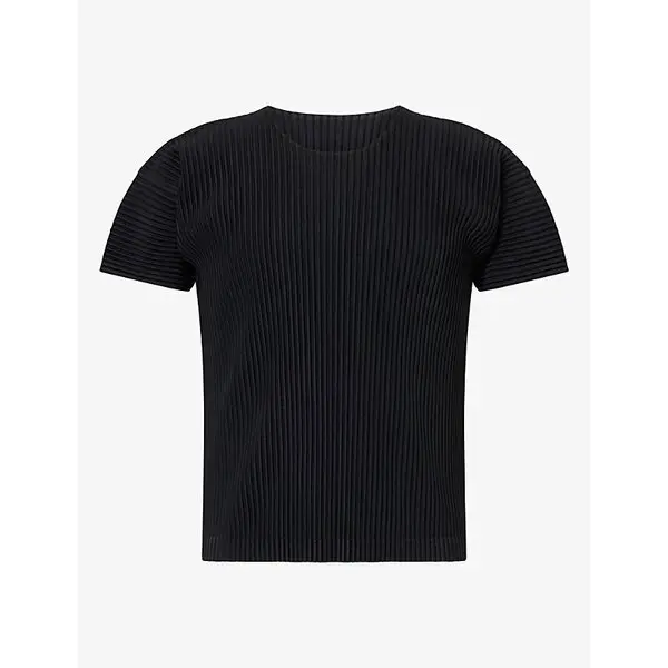 Issey Miyake Basics Pleated Knitted T-shirt - 15-black