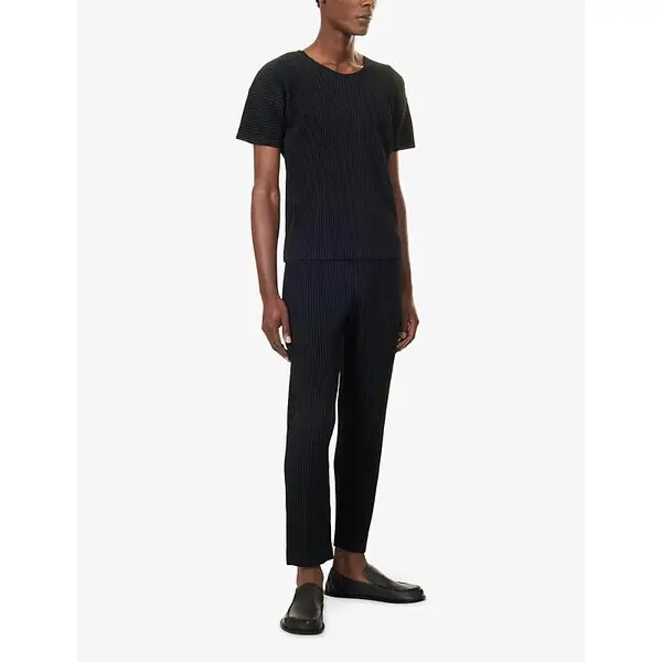 Issey Miyake Basics Pleated Knitted T-shirt - 15-black