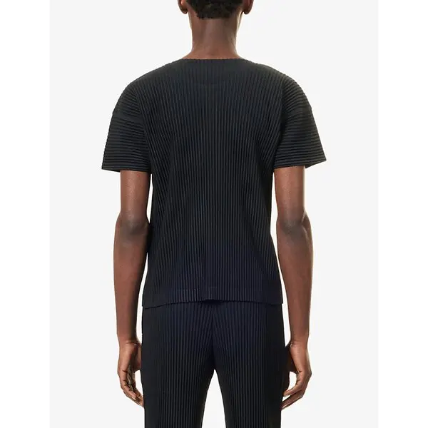 Issey Miyake Basics Pleated Knitted T-shirt - 15-black