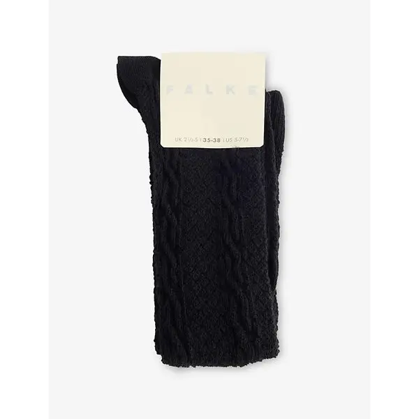 Falke Knee-high Cable-knit Wool-blend Socks - 3000 Black