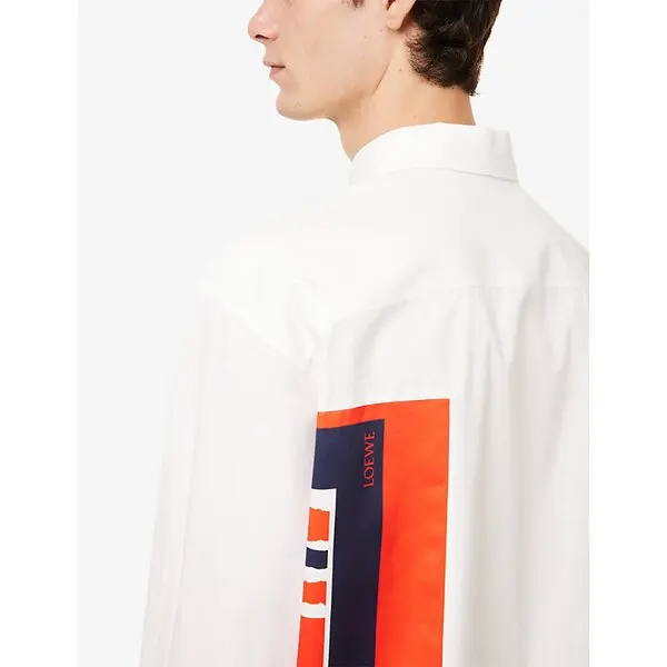 Loewe Graphic-print Pointed-collar Cotton Shirt