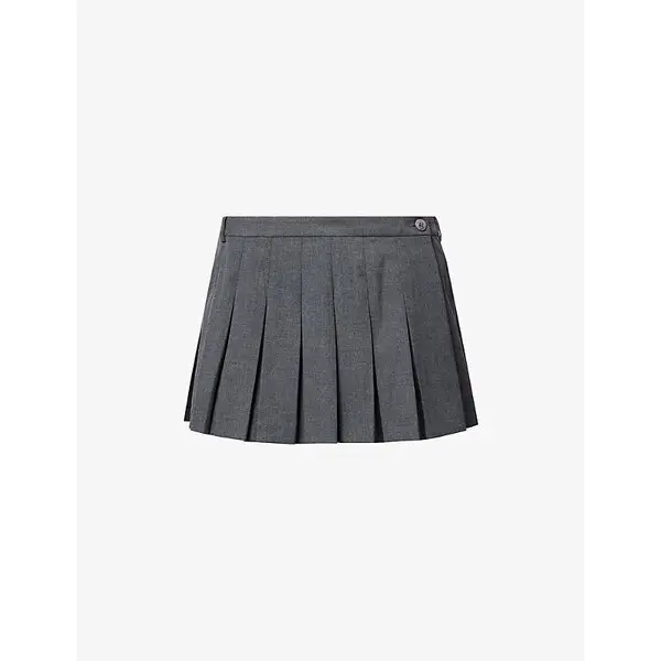 Good American Pleated Woven Mini Skort