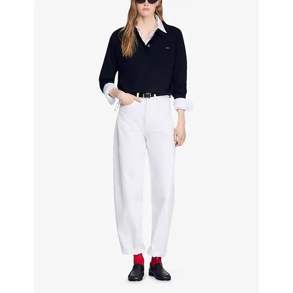 Sandro Long-sleeved Wool-blend Polo Shirt