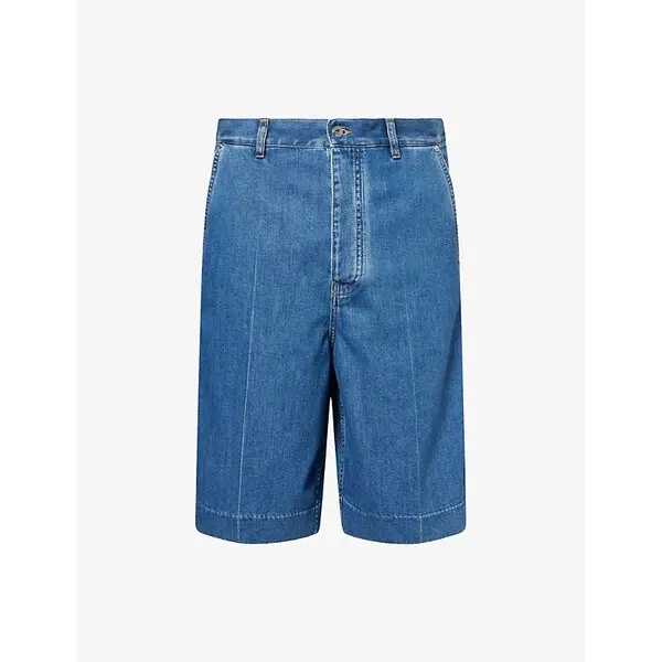 Bottega Veneta Wide-leg Pressed-pleat Denim Shorts
