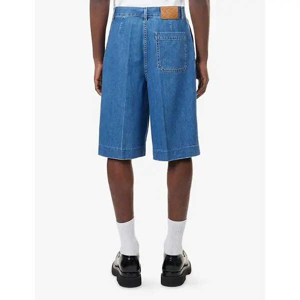 Bottega Veneta Wide-leg Pressed-pleat Denim Shorts
