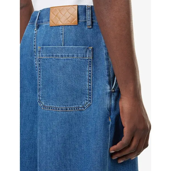 Bottega Veneta Wide-leg Pressed-pleat Denim Shorts