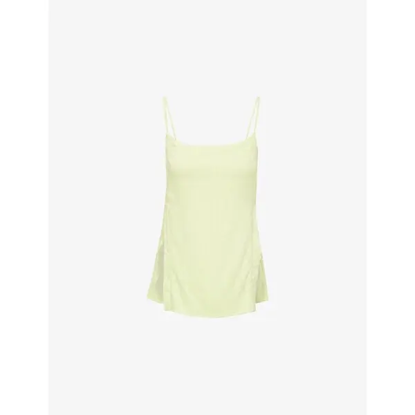 YASMINA Q Square Neck Spaghetti Strap Linen-blend Top