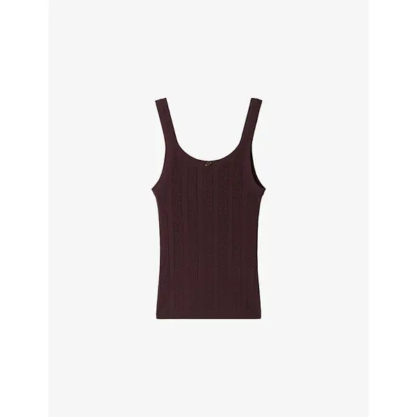 Sandro Scoop-neck Pointelle Knitted Vest Top