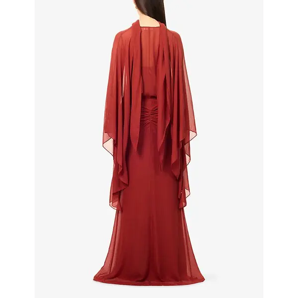 DE LA VALI Fiorela Draped Tulle Maxi Dress