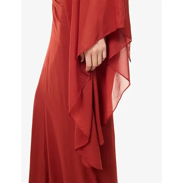 DE LA VALI Fiorela Draped Tulle Maxi Dress