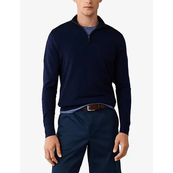 HACKETT Half-zip Regular-fit Merino-wool Jumper