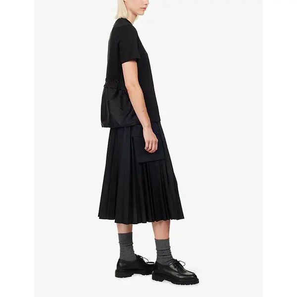 Moncler Frilled Contrast Cotton T-shirt
