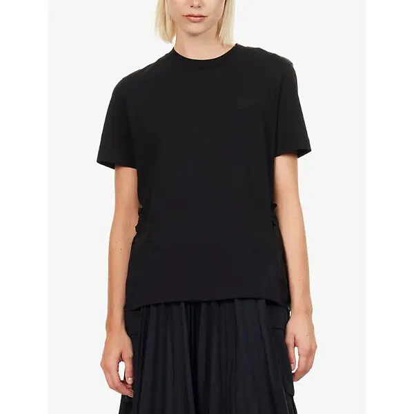 Moncler Frilled Contrast Cotton T-shirt