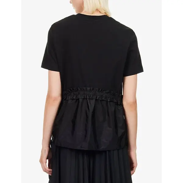 Moncler Frilled Contrast Cotton T-shirt