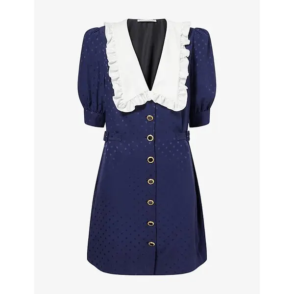 Alessandra Rich Jacquard Buckles Silk Mini Dress