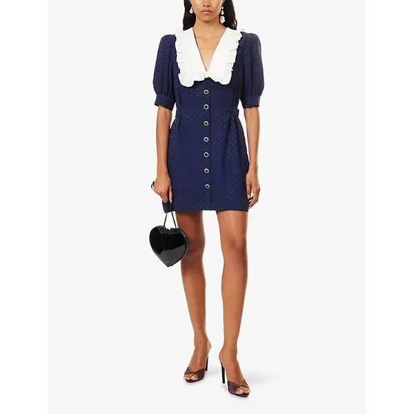 Alessandra Rich Jacquard Buckles Silk Mini Dress