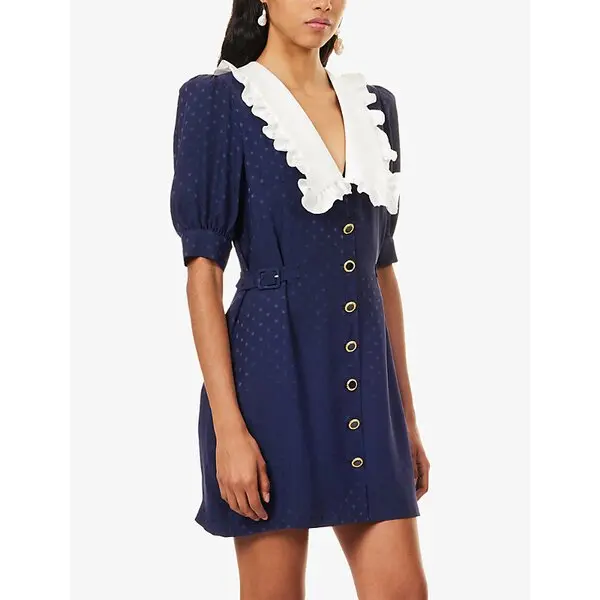 Alessandra Rich Jacquard Buckles Silk Mini Dress