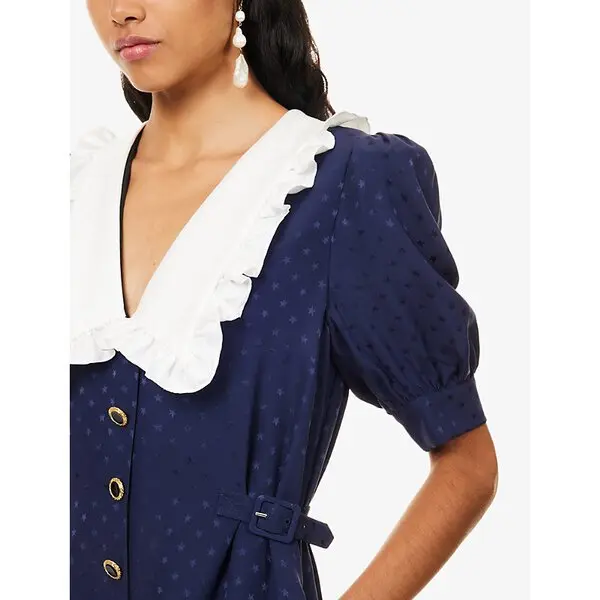 Alessandra Rich Jacquard Buckles Silk Mini Dress