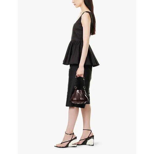 REEM ALKANHAL Detachable Sleeves Peplum Cotton-blend Top