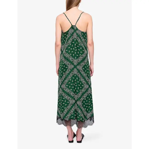 Zadig&Voltaire Graphic Print Lace-trim Silk Midi Dress - Meadow