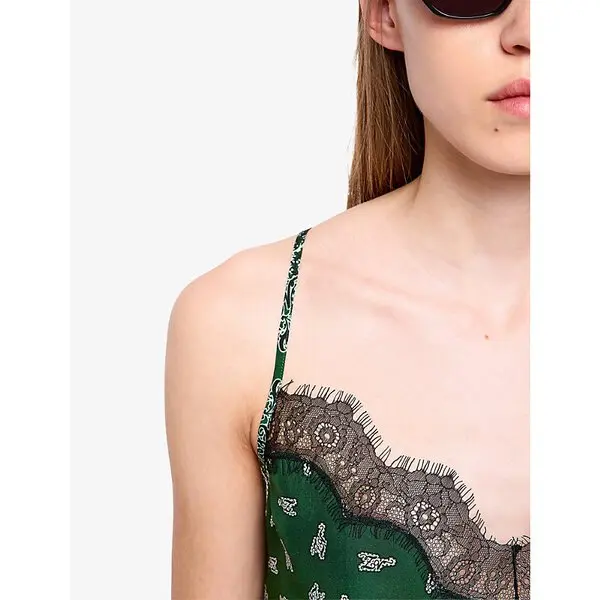 Zadig&Voltaire Graphic Print Lace-trim Silk Midi Dress - Meadow
