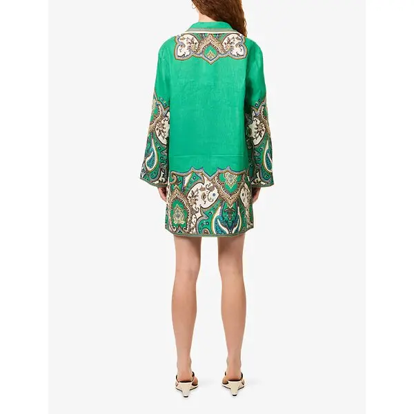 ALEMAIS Porter Printed Linen Mini Dress