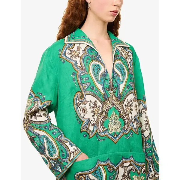 ALEMAIS Porter Printed Linen Mini Dress