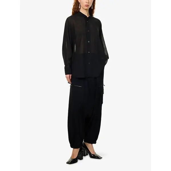 Issey Miyake Oversized Sheer Wool-blend Shirt