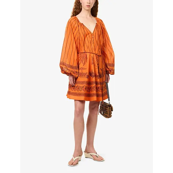 ALEMAIS Boathouse Printed Cotton Mini Dress