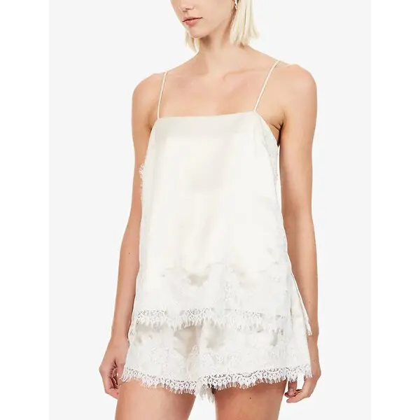 Dissh Selene Lace-trim Satin Cami Top