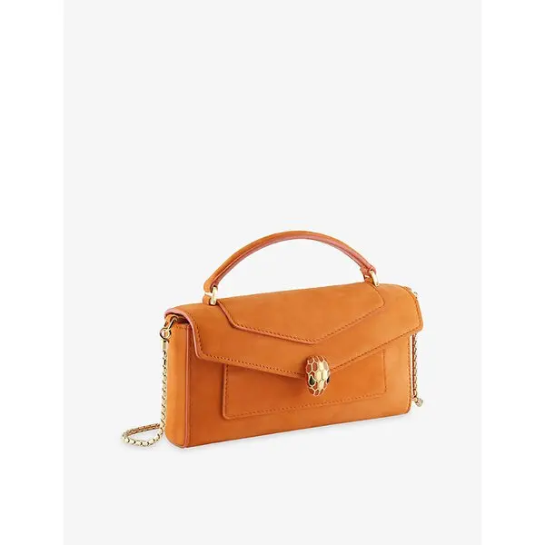 BVLGARI Serpenti Forever Leather Cross-body Phone Case - Orange